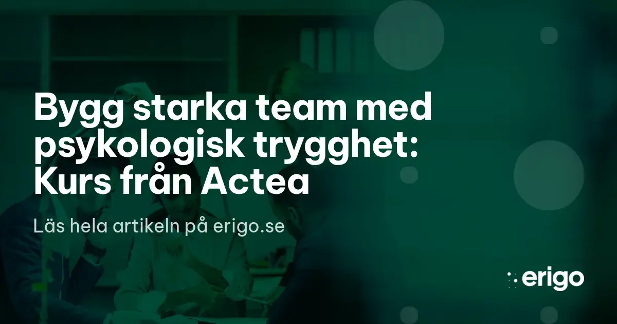 Kurs i psykologisk trygghet – skapa trygga och starka team | Erigo